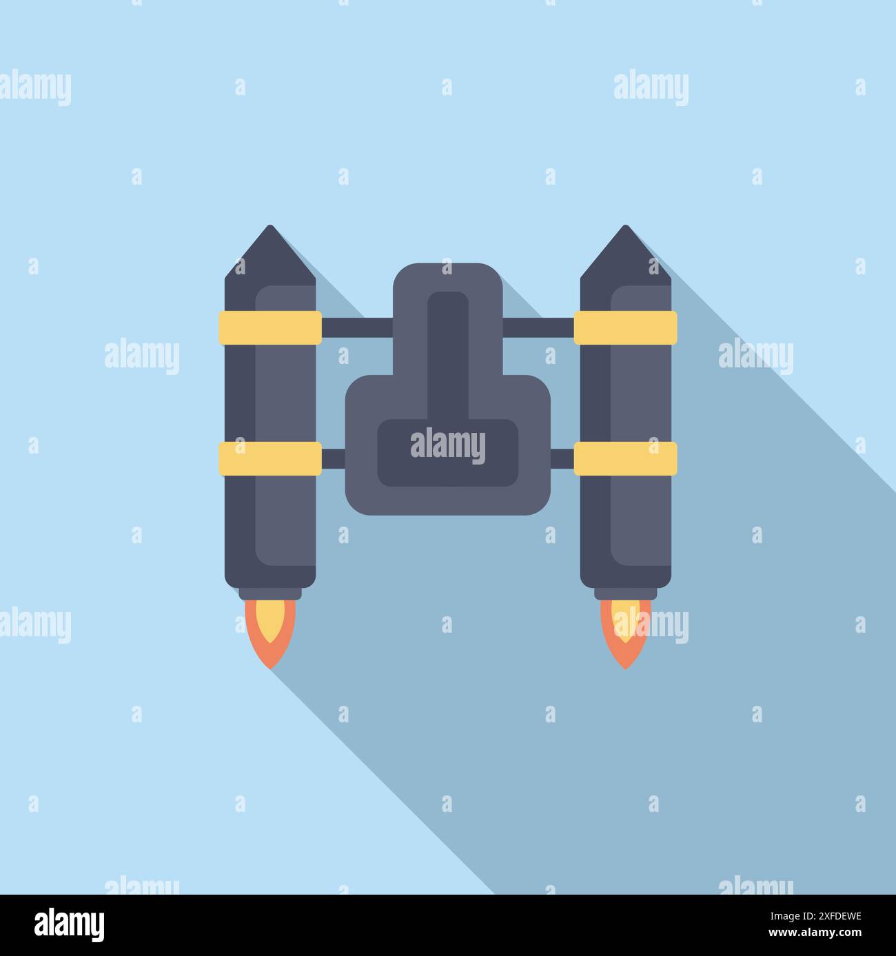 Illustration of a jetpack with three engines generating thrust powering ...