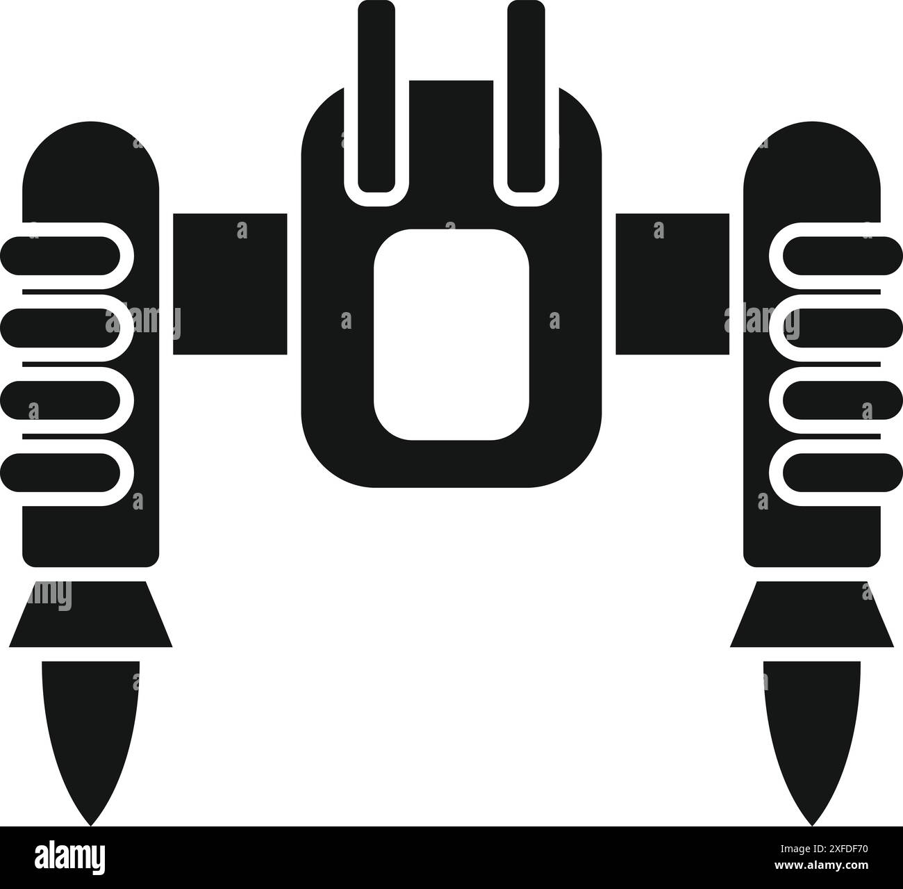 Black solid icon of a futuristic jetpack for space exploration with ...