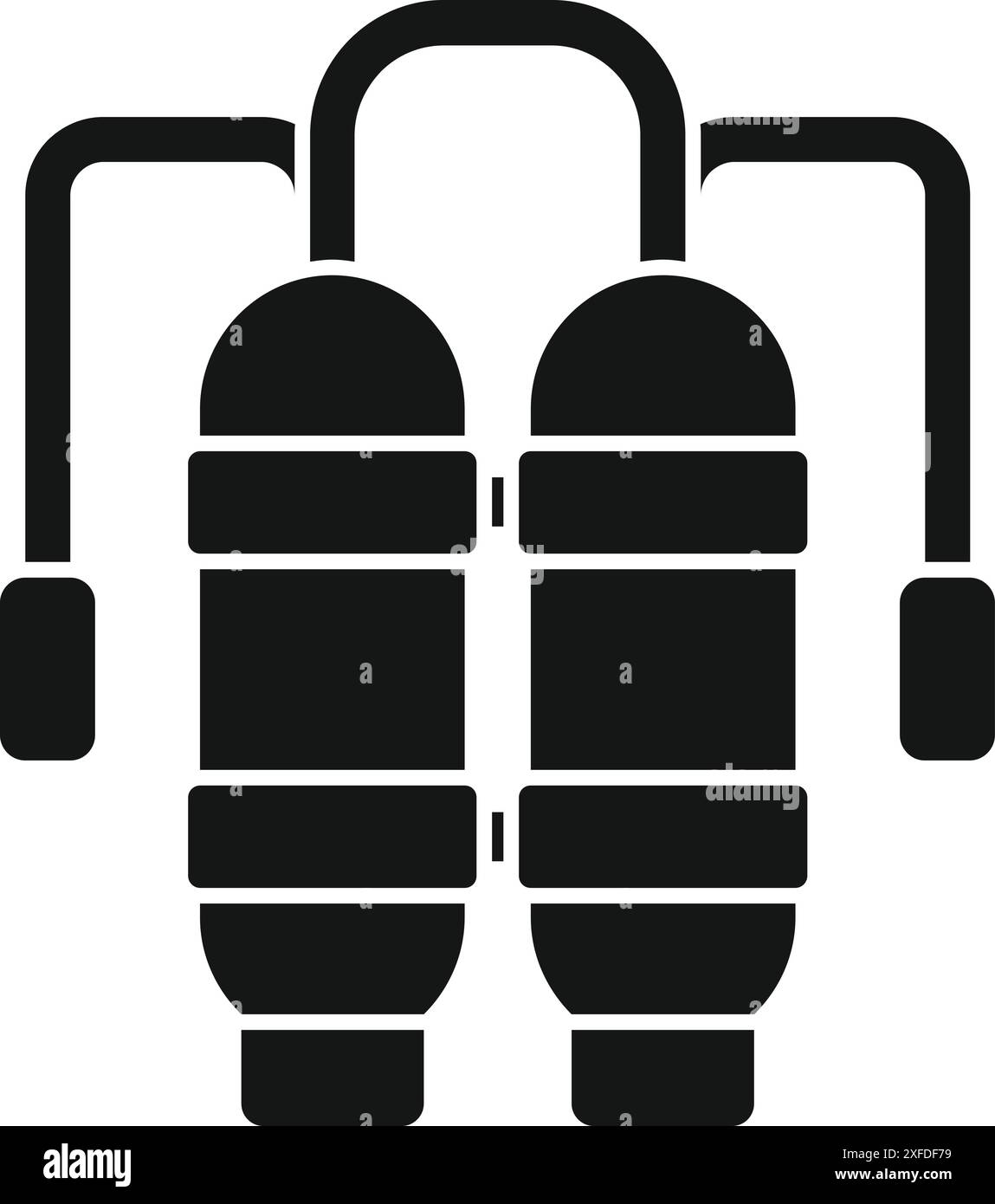 Black and white icon of a double scuba tank, essential equipment for ...