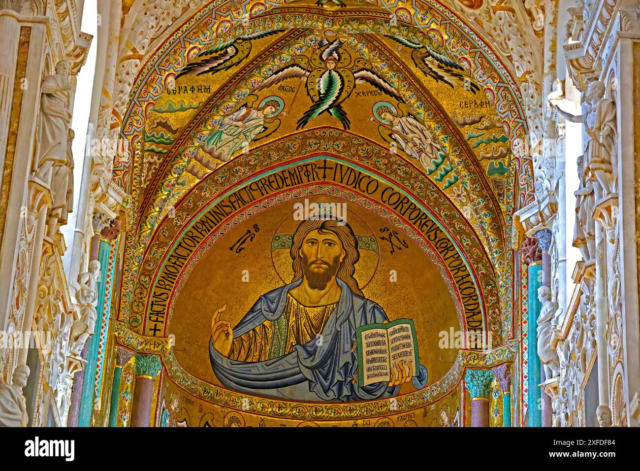 Christ the Pantokrator mosaic in the Cathedral of Cefalu in Sicily ...