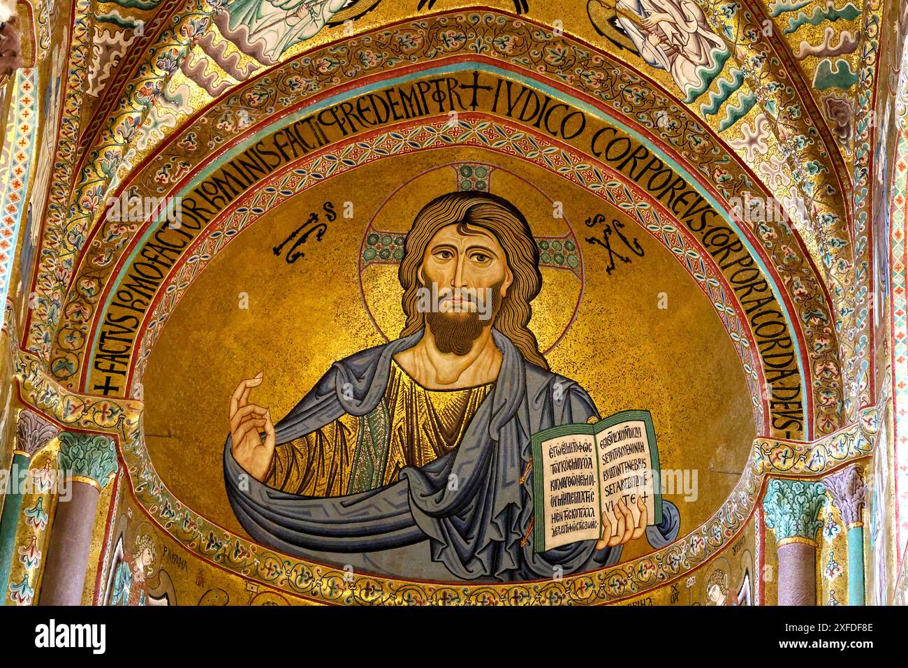 Christ the Pantokrator mosaic in the Cathedral of Cefalu in Sicily ...