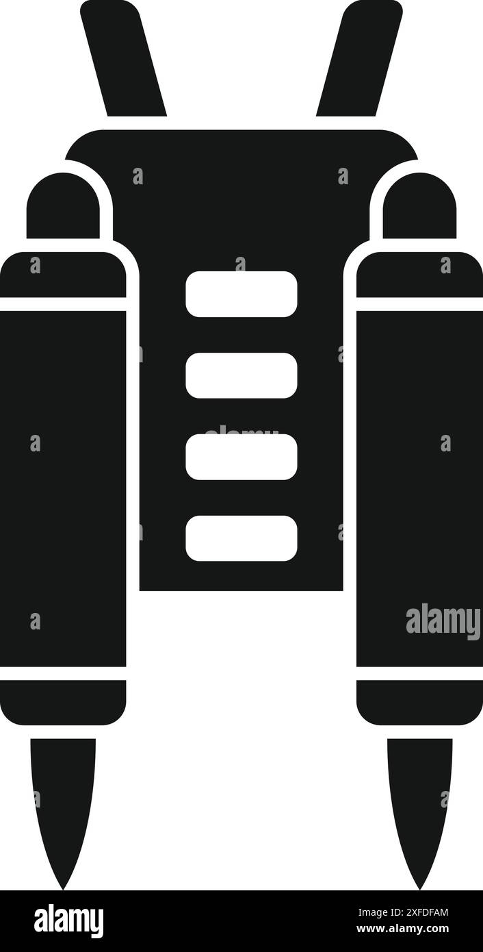 Black icon of a jetpack generating vertical thrust for flying upwards ...