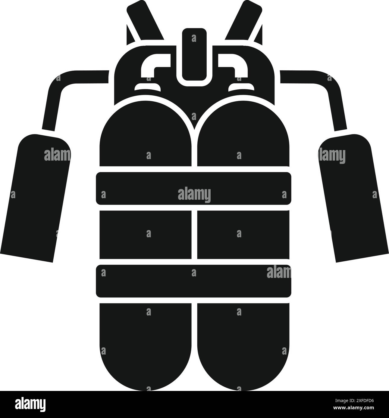 Silhouette of a scuba diving gear with two oxygen tanks, perfect for ...
