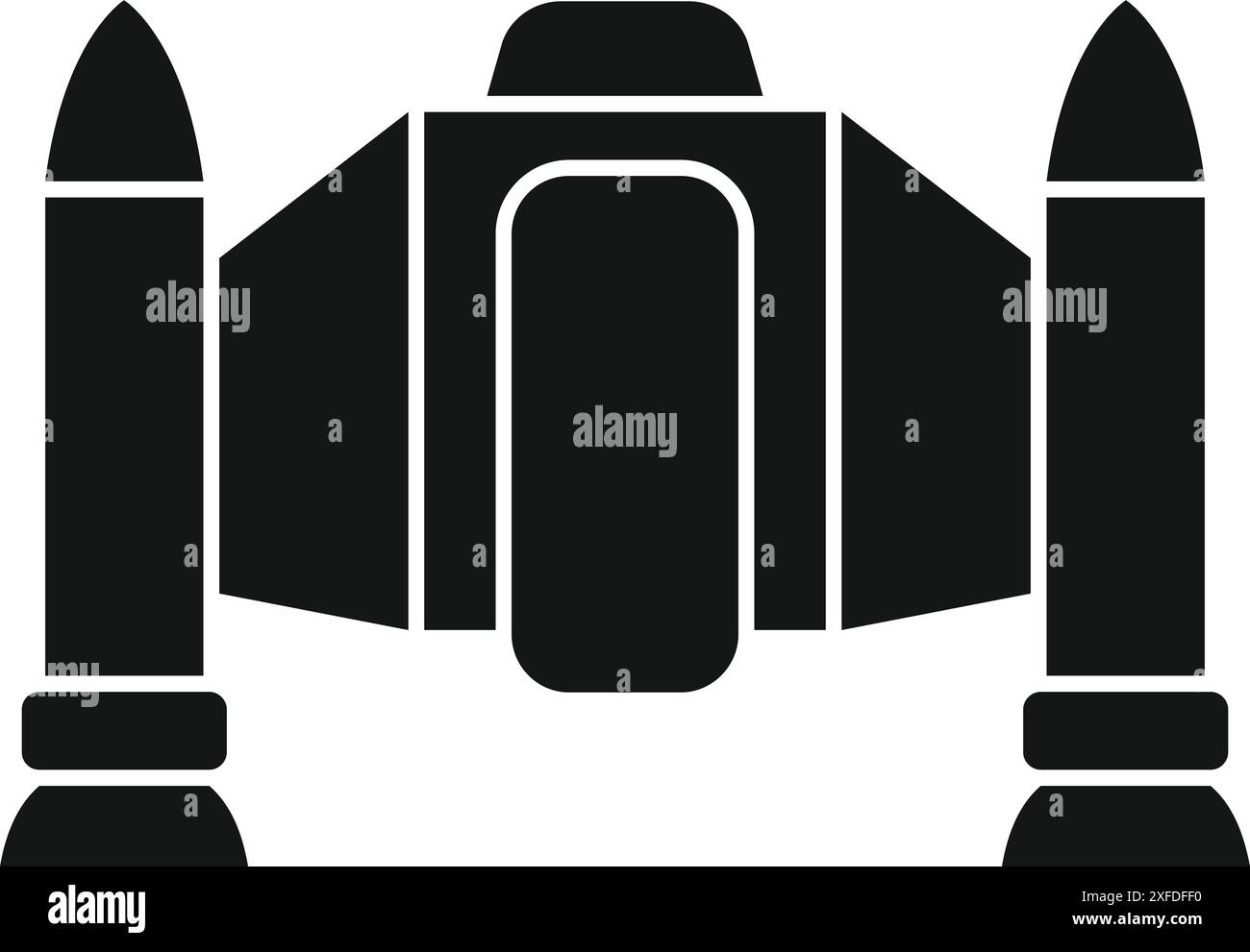 Simple icon of a futuristic spaceship flying in space with active ...