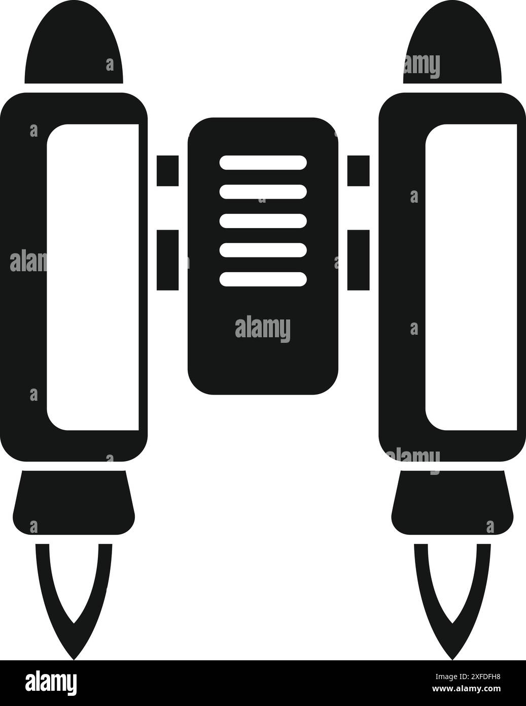 Black and white icon of a double jetpack generating thrust for future ...