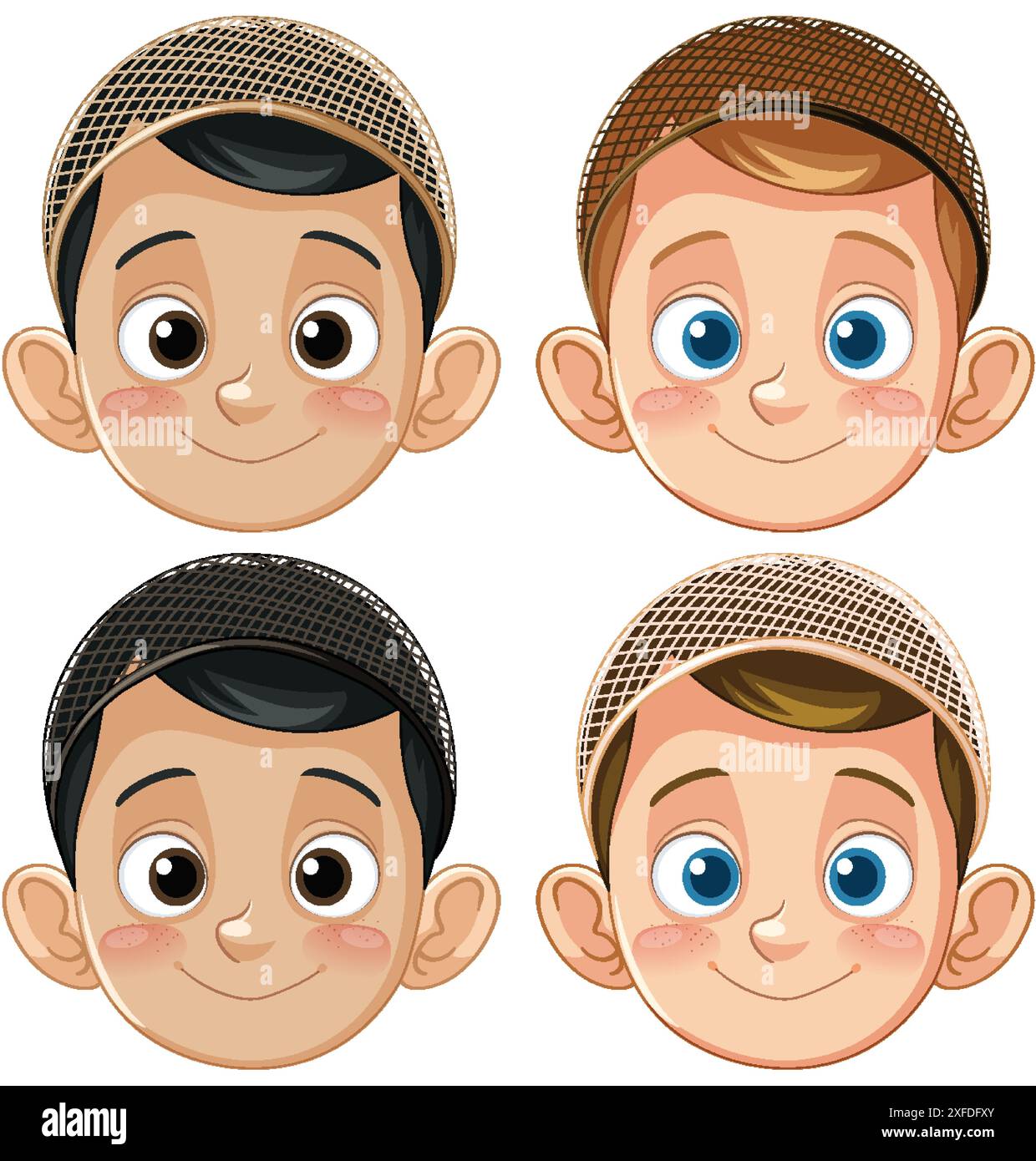 Four smiling boys wearing traditional caps Stock Vector Image & Art - Alamy