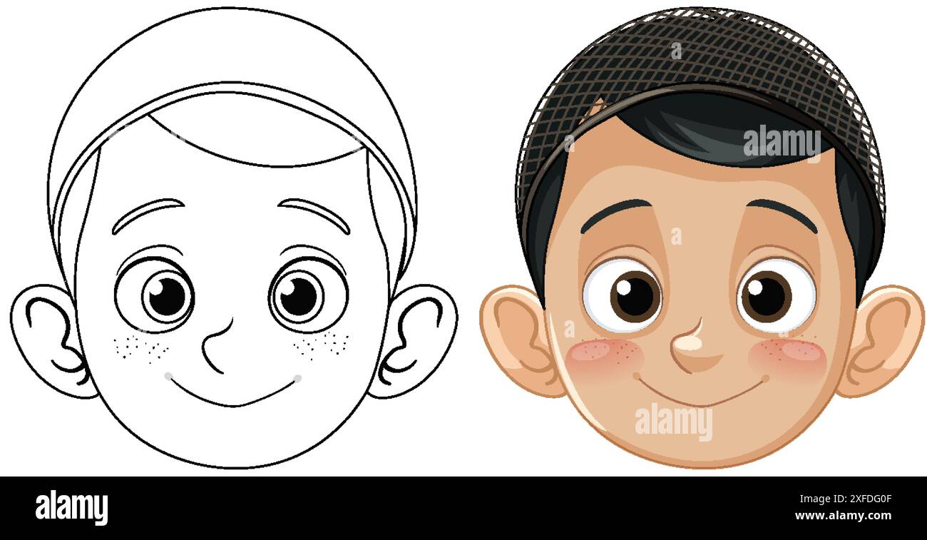 Vector illustration of a happy Muslim boy Stock Vector Image & Art - Alamy