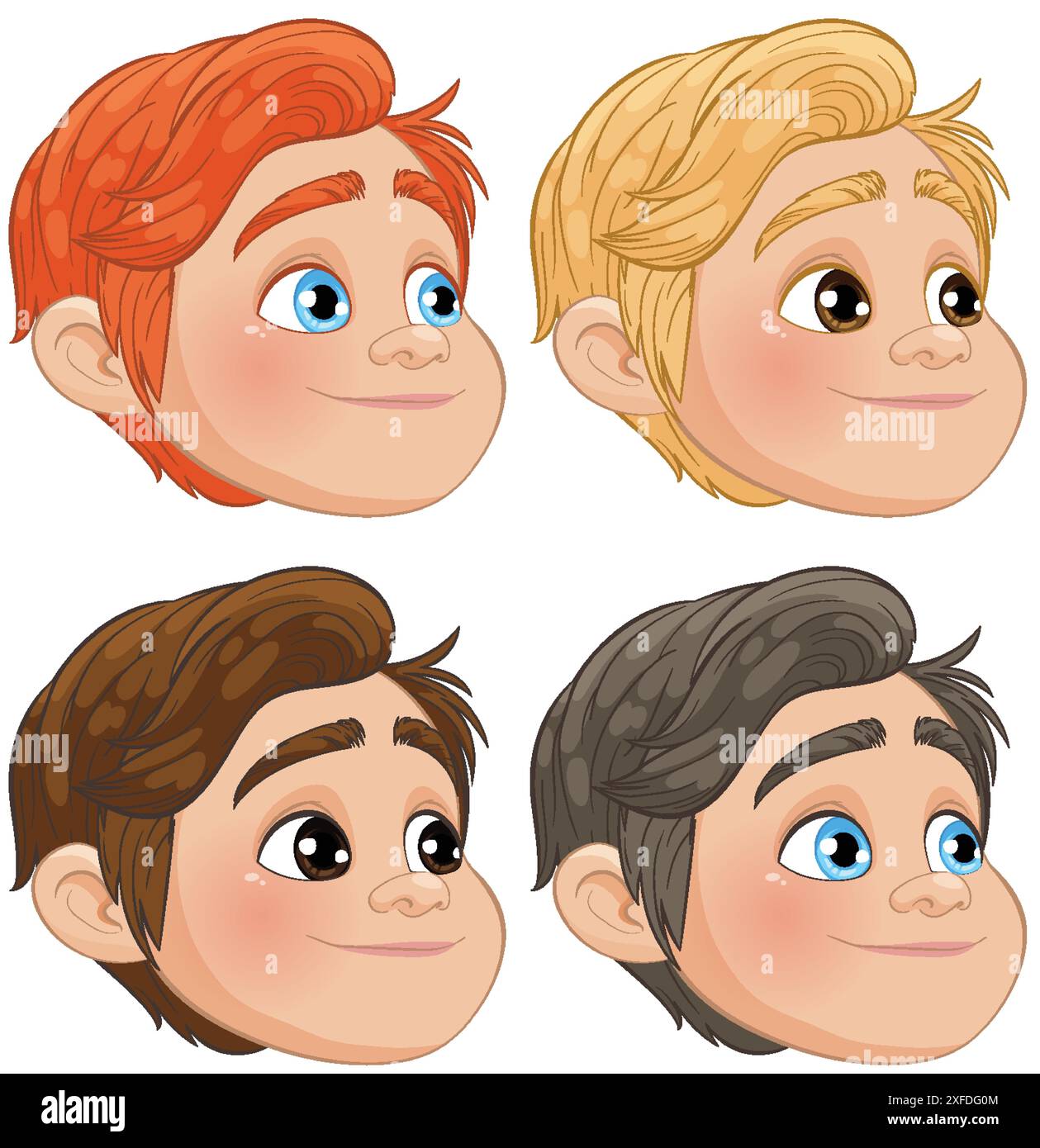 Four cartoon heads with different hair colors Stock Vector Image & Art ...