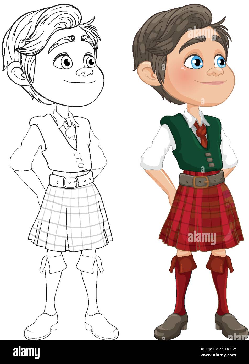 A young boy wearing a kilt and vest Stock Vector Image & Art - Alamy