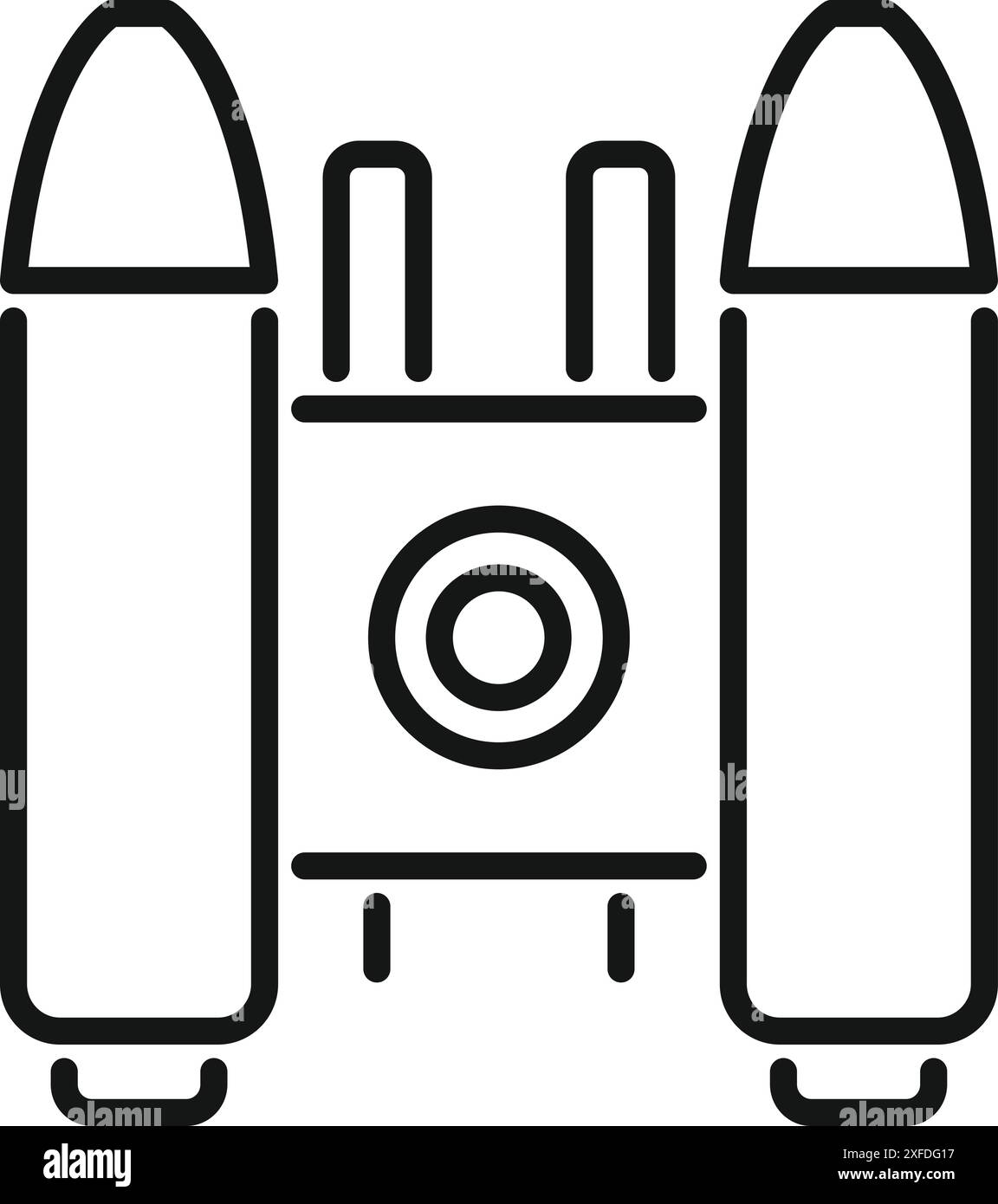 Simple black line art icon of an inflatable motor raft with oars Stock ...