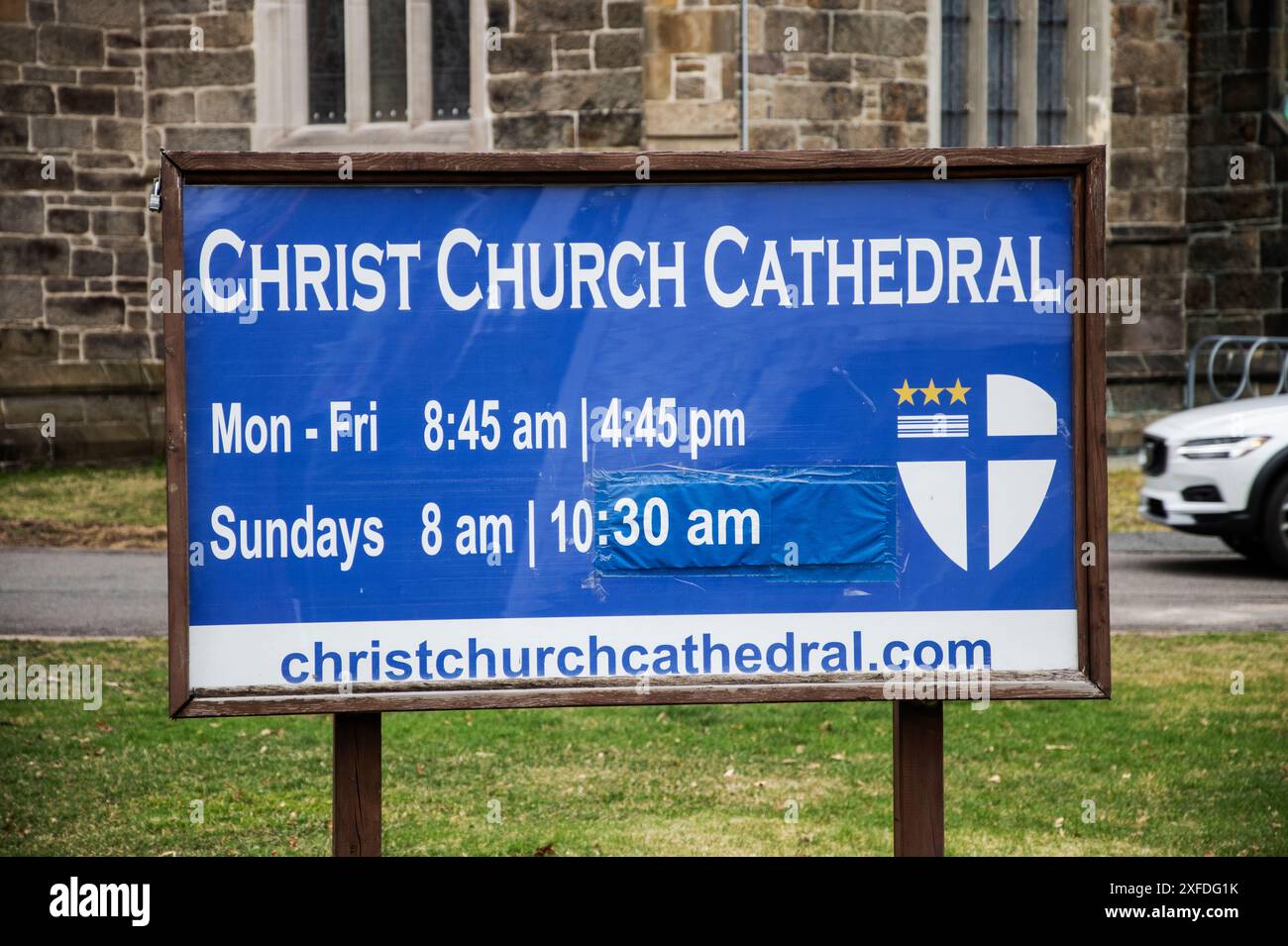 Christ Church Cathedral sign on Church Street in downtown Fredericton ...