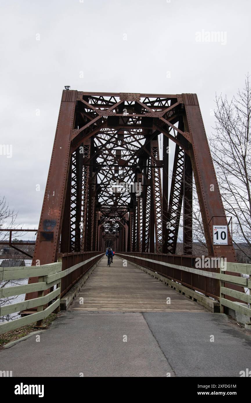 Bill Thorpe Walking Bridge from south riverfront in downtown ...
