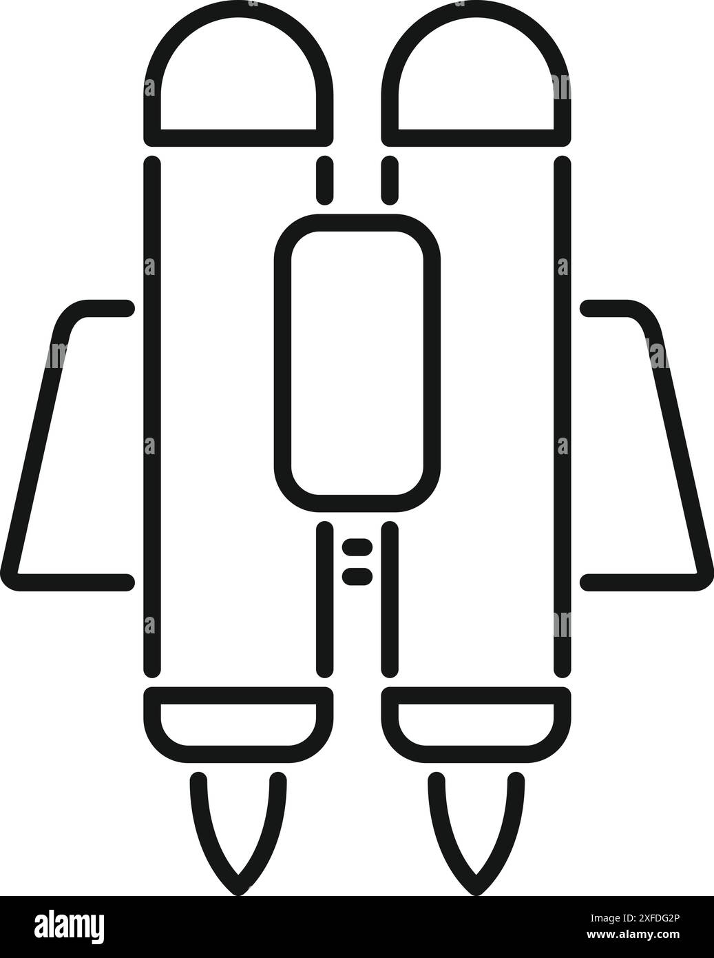 Jetpack launching up with fire burning, isolated on a white background ...