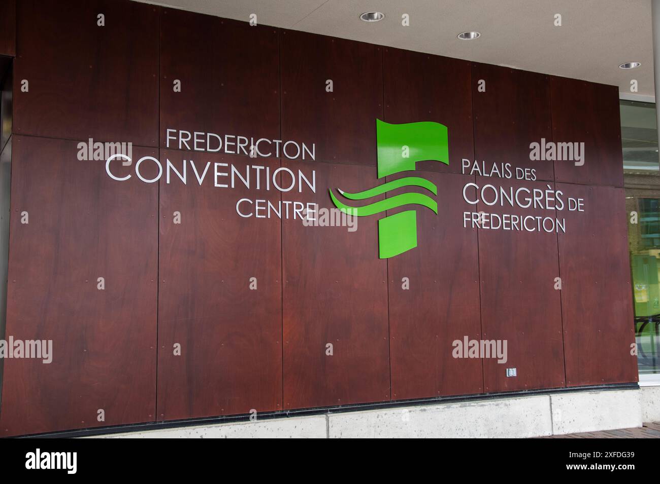 Convention centre sign on Queen Street in downtown Fredericton, New ...
