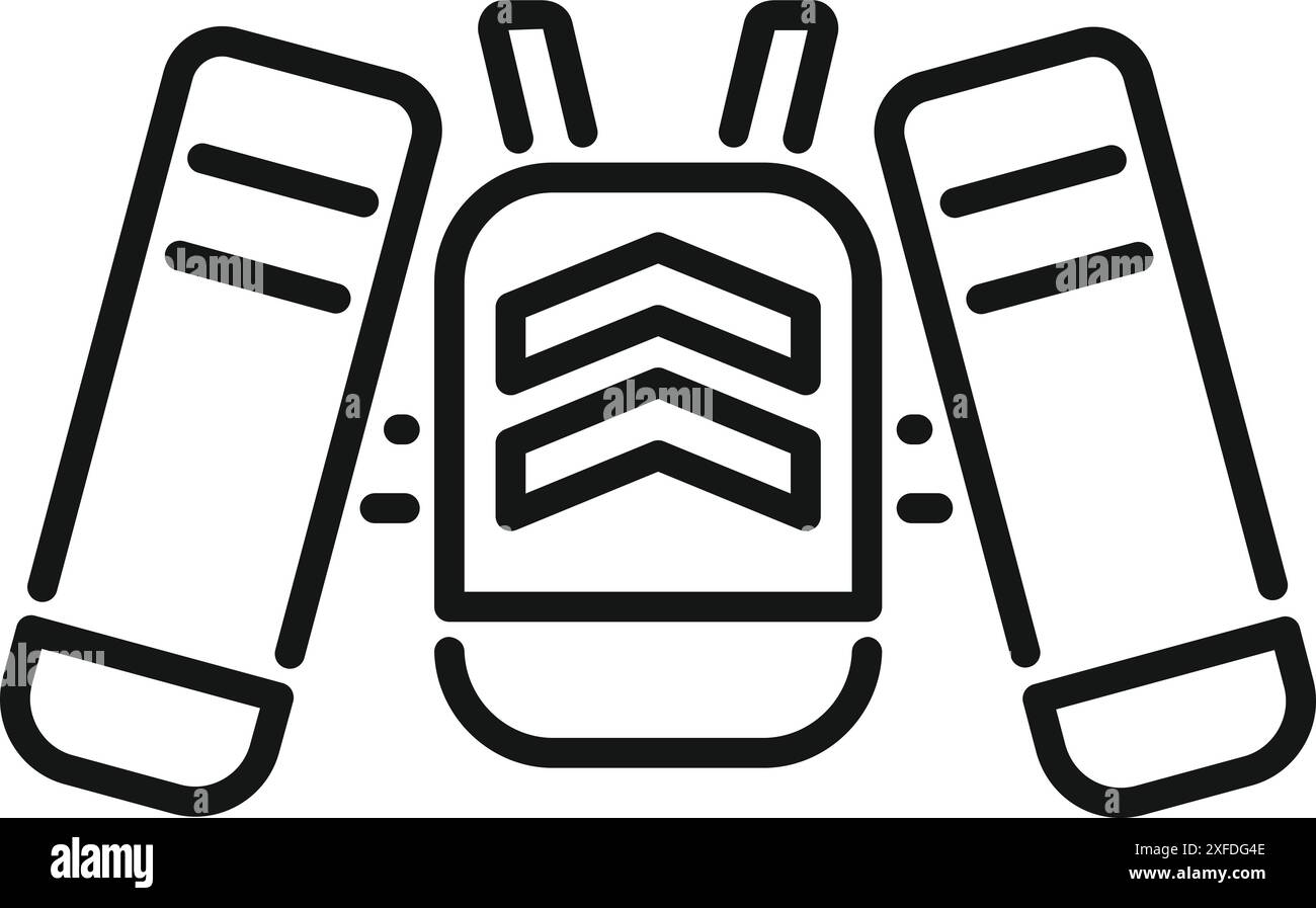 Black outline icon of a military backpack standing between two ammo ...