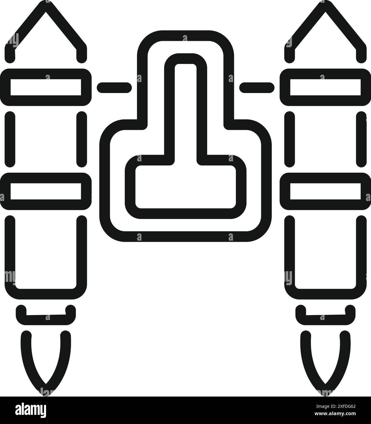 Two missiles launching from silo platform line icon for web, mobile and ...