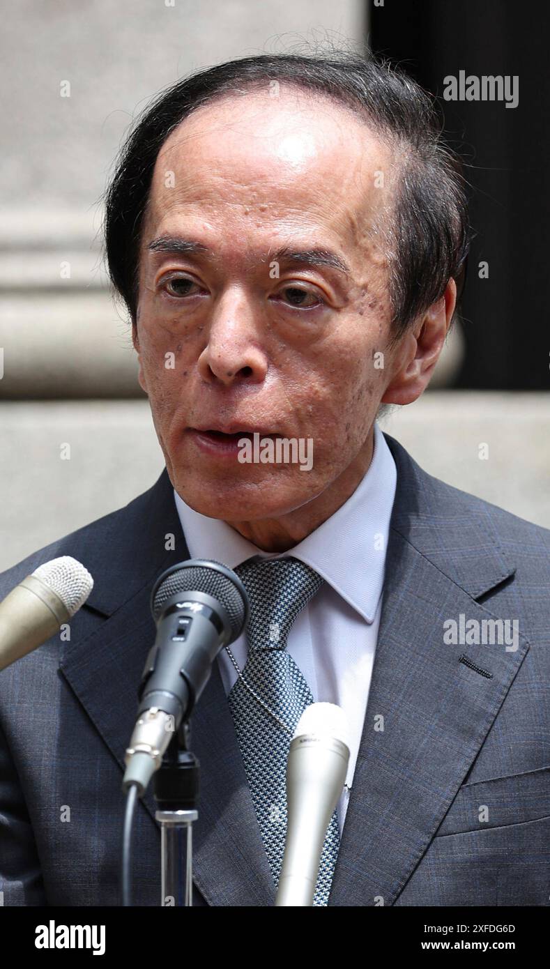Bank of Japan's governor Kazuo Ueda speaks to the media as new ...