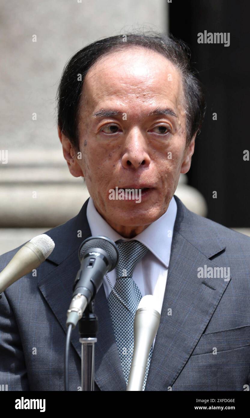 Bank of Japan's governor Kazuo Ueda speaks to the media as new ...