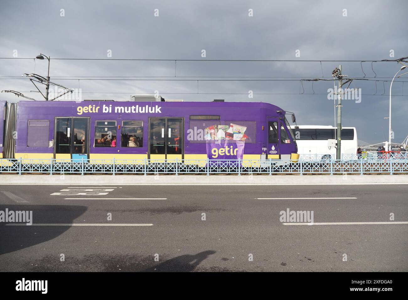 turkey istanbul 1 june 2023. T1 tram at on the bridge at Eminonu Stock ...