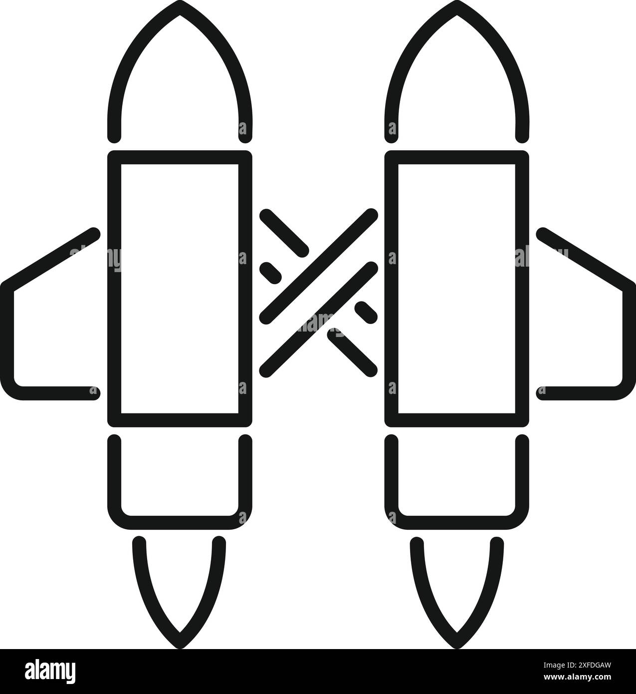 Simple icon of two spacecrafts connecting in space for an interstellar ...