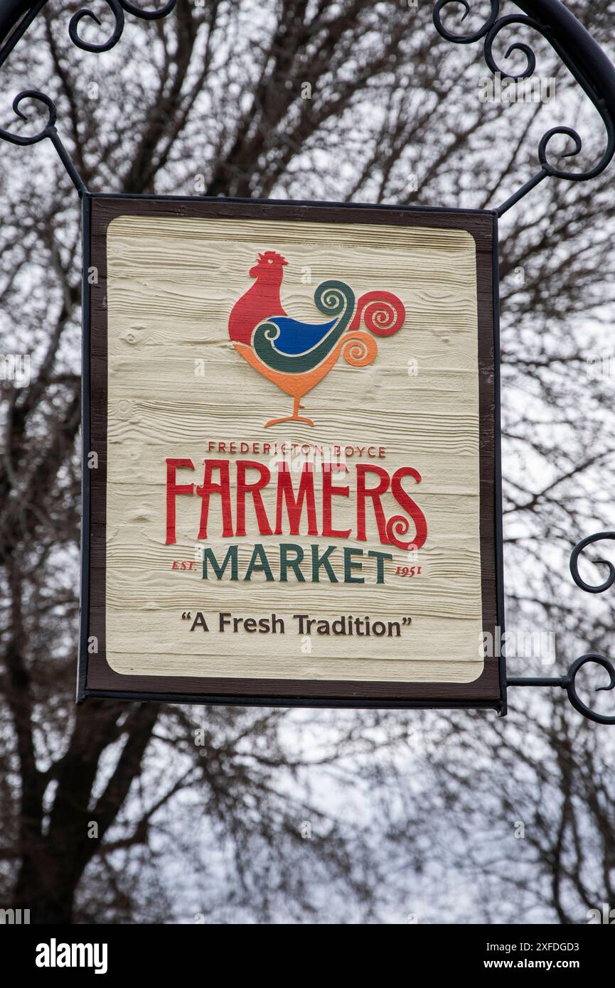 Fredericton Boyce farmers market sign on George Street in downtown ...