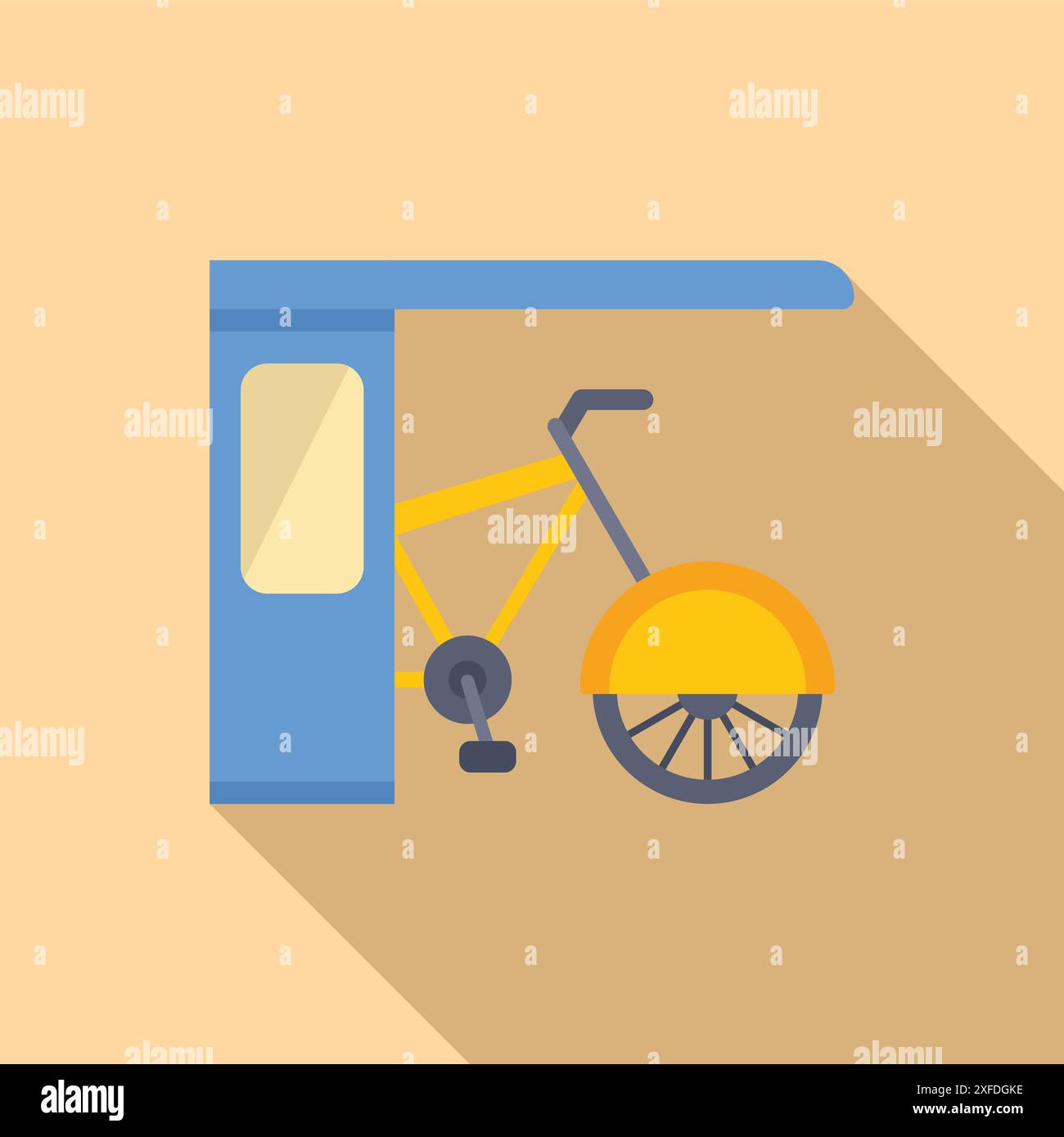 Yellow bicycle is parked in a modern bike storage room with an ...