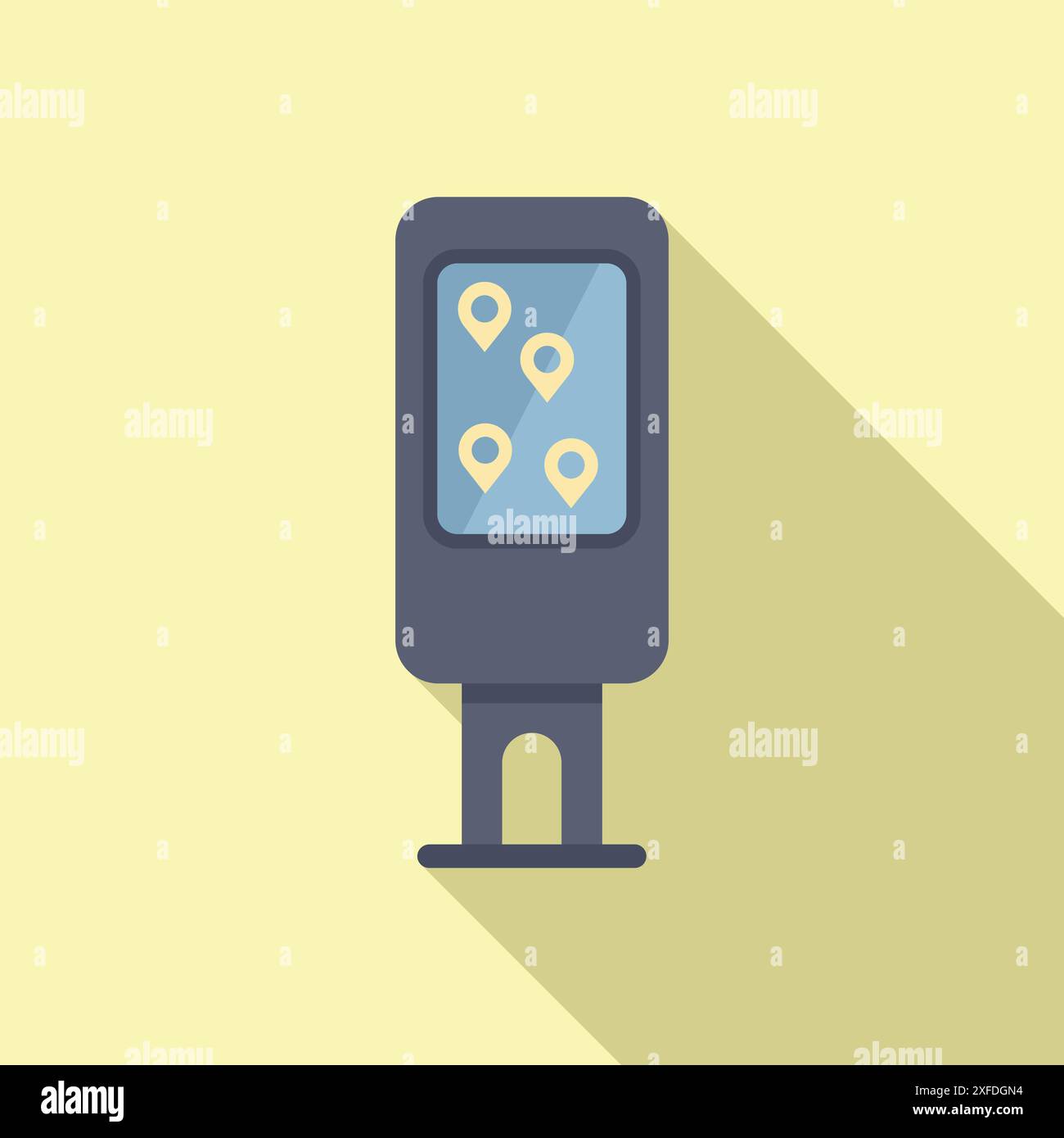 Modern outdoor city street information kiosk showing location pins on ...