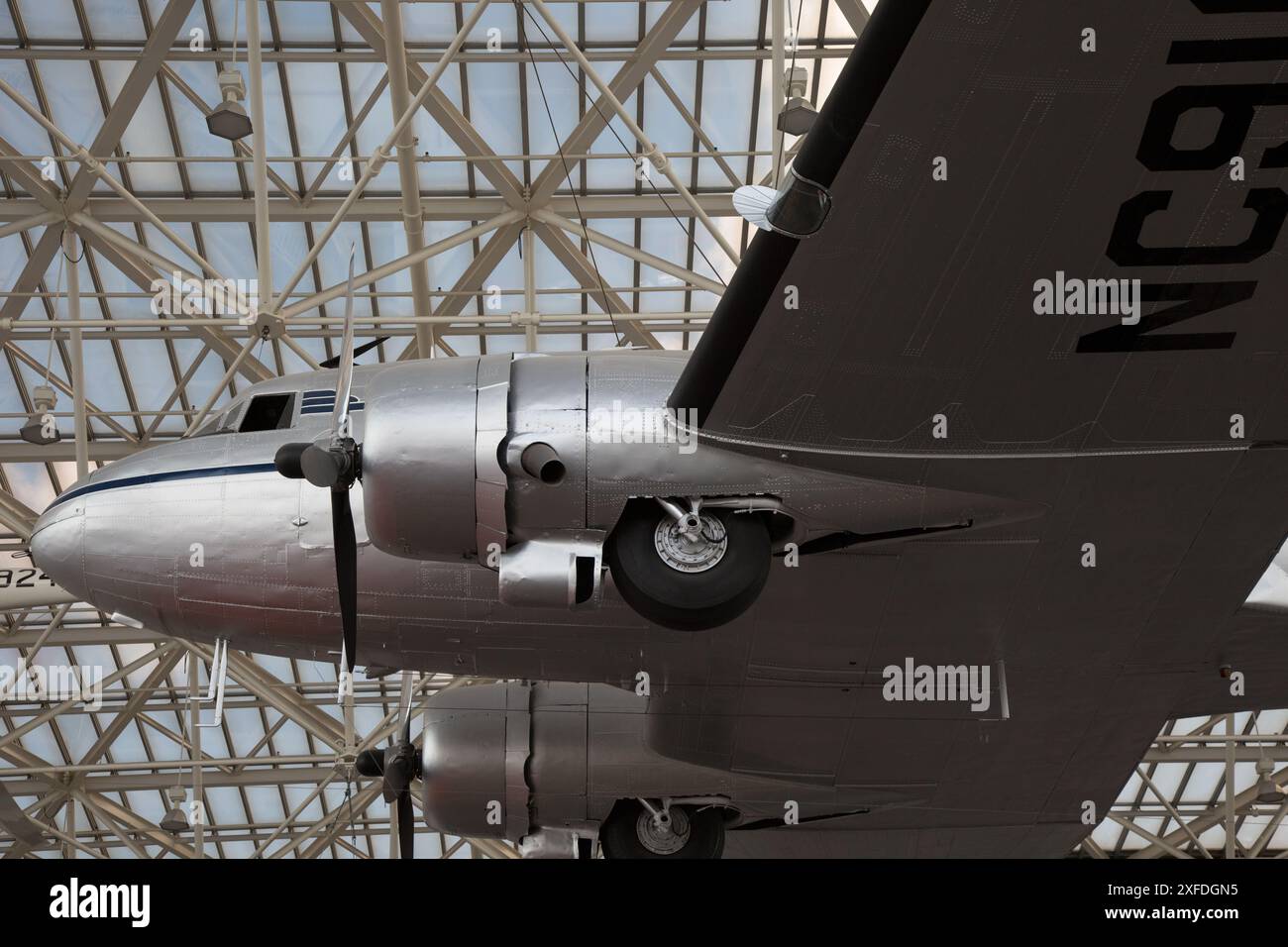 Alaska Airlines DC-3C, suspended from the ceiling at Museum of Flight ...