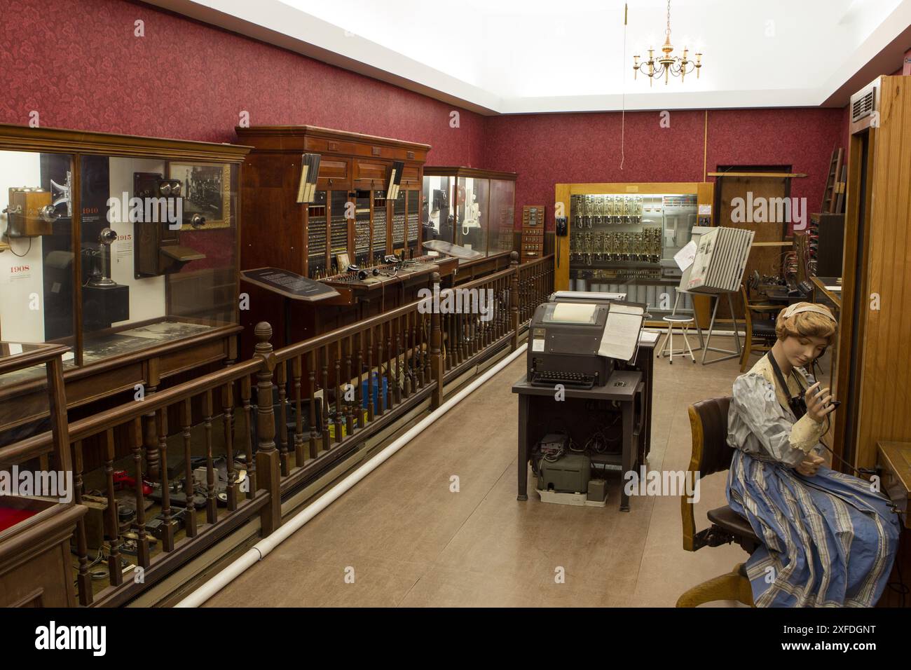 Interior showing old phones and switches, Telephone Museum, Cle Elum ...