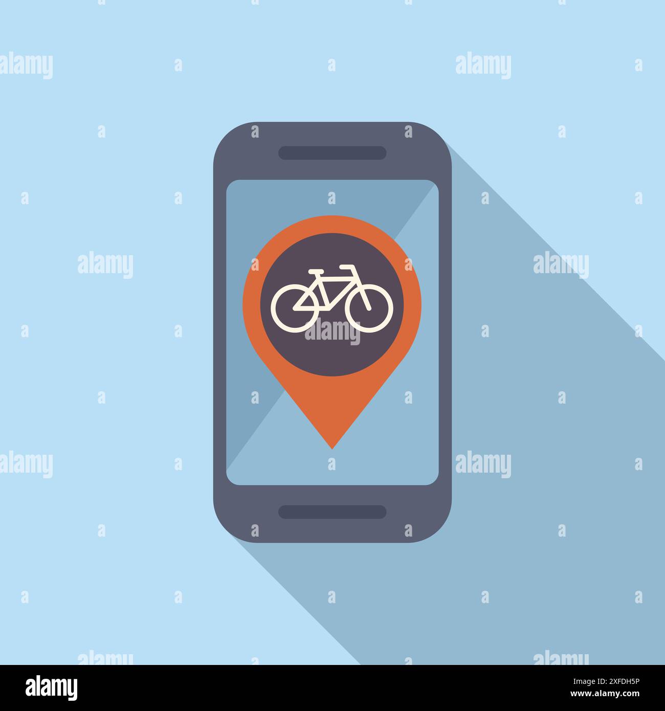 Smartphone is showing bike sharing app with location pin and bicycle ...
