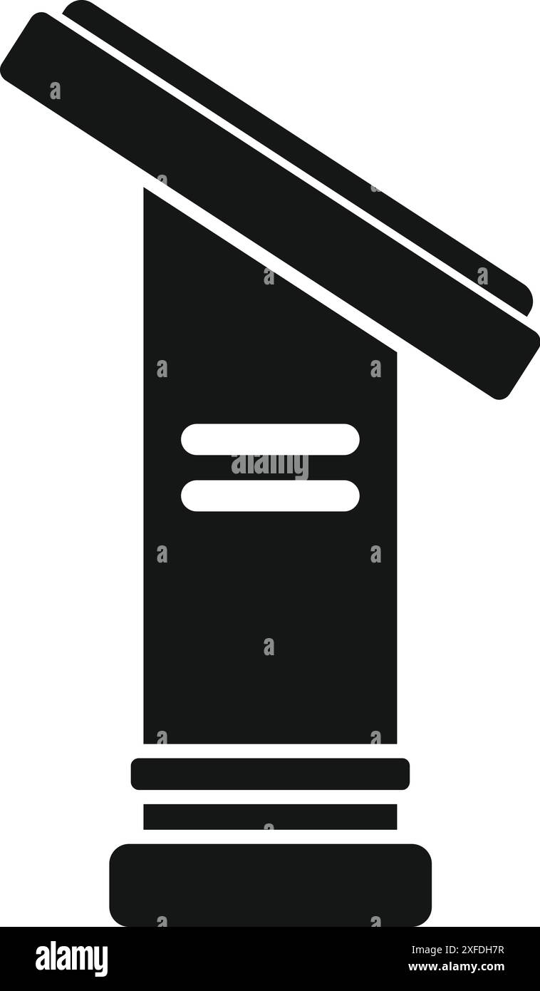 Black silhouette of an advertising pylon sign standing on a base with ...