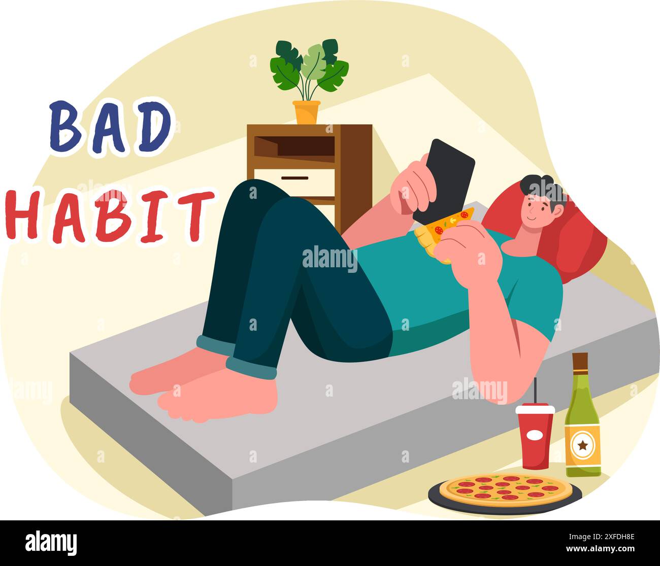 Vector Illustration of Bad Habits Featuring Unhealthy Lifestyles such ...