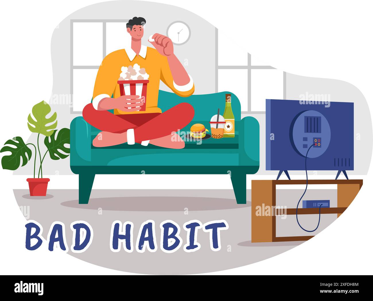Vector Illustration of Bad Habits Featuring Unhealthy Lifestyles such ...