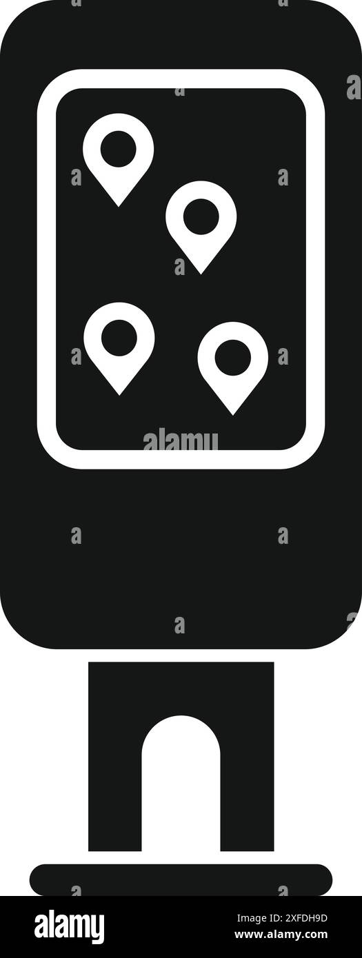 Black and white icon of a city park navigation map showing points of ...