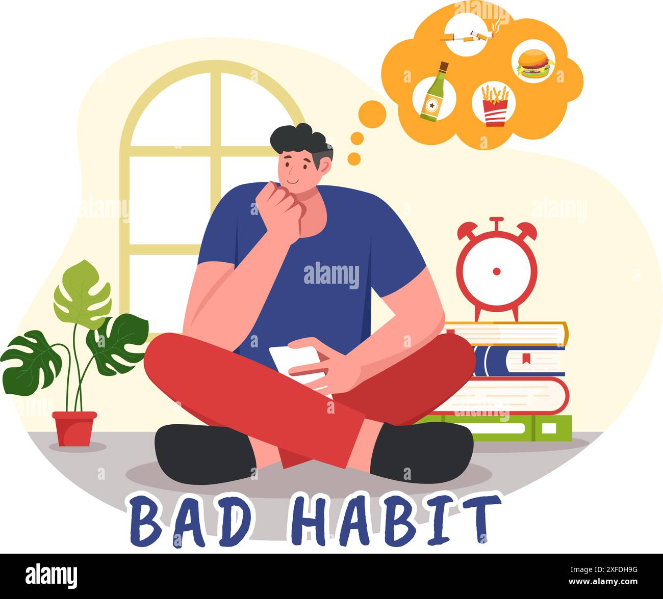 Vector Illustration of Bad Habits Featuring Unhealthy Lifestyles such ...