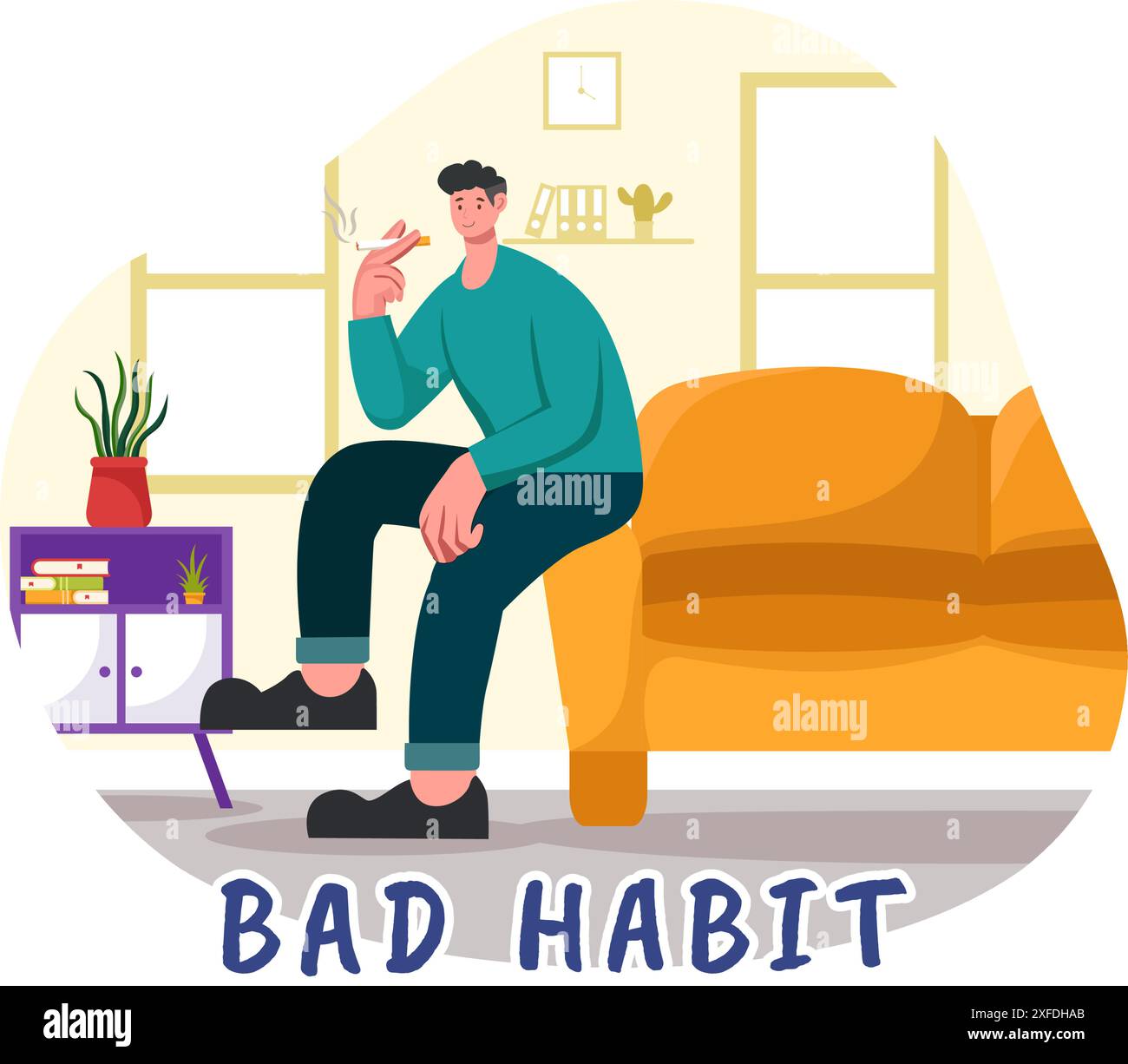 Vector Illustration of Bad Habits Featuring Unhealthy Lifestyles such ...