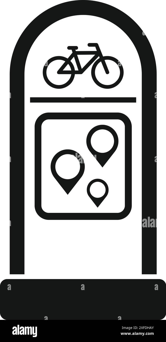Bicycle rental station is showing the location of points of interest ...