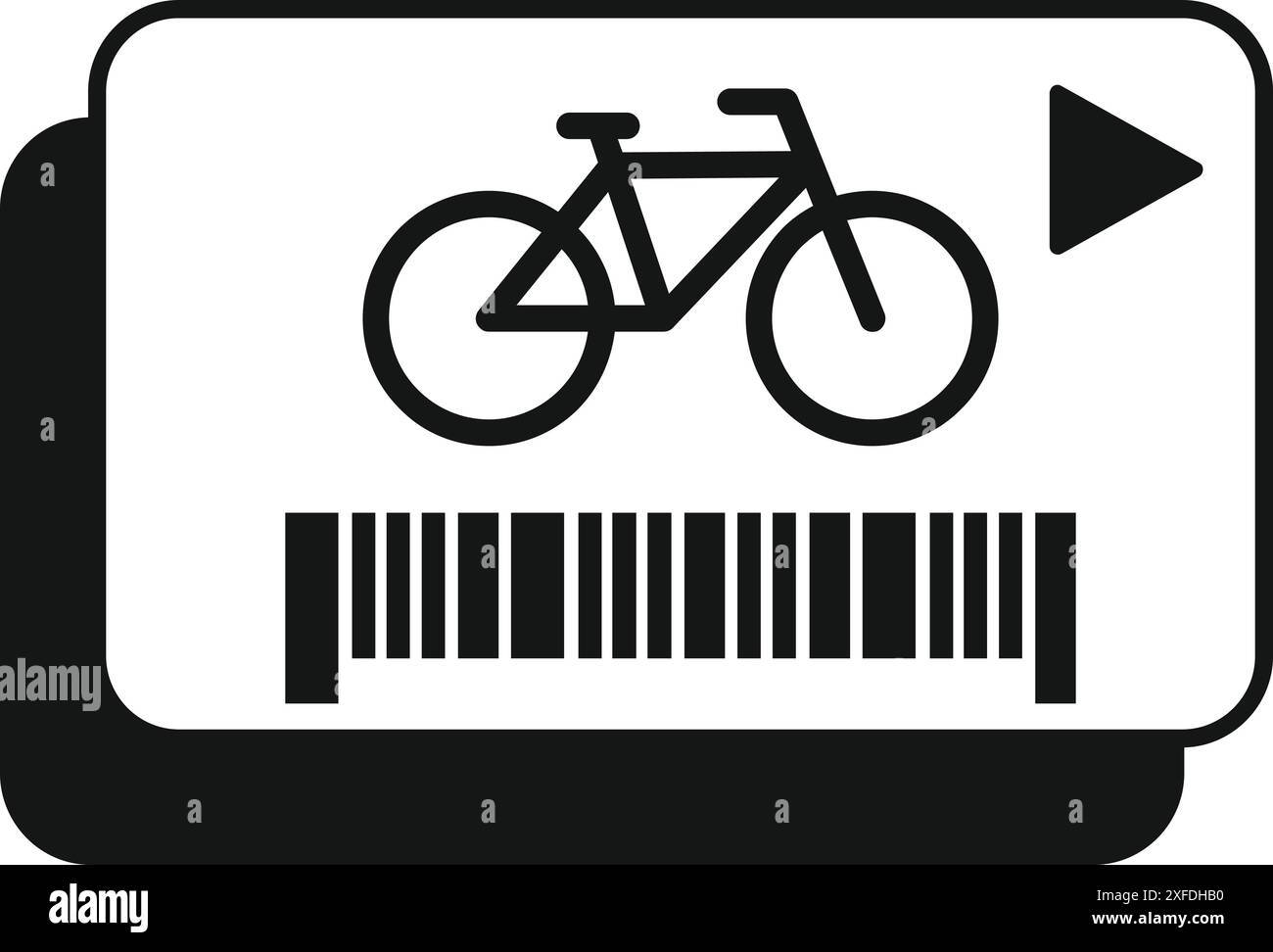 Black and white icon of a card allowing to rent a bike using a barcode ...