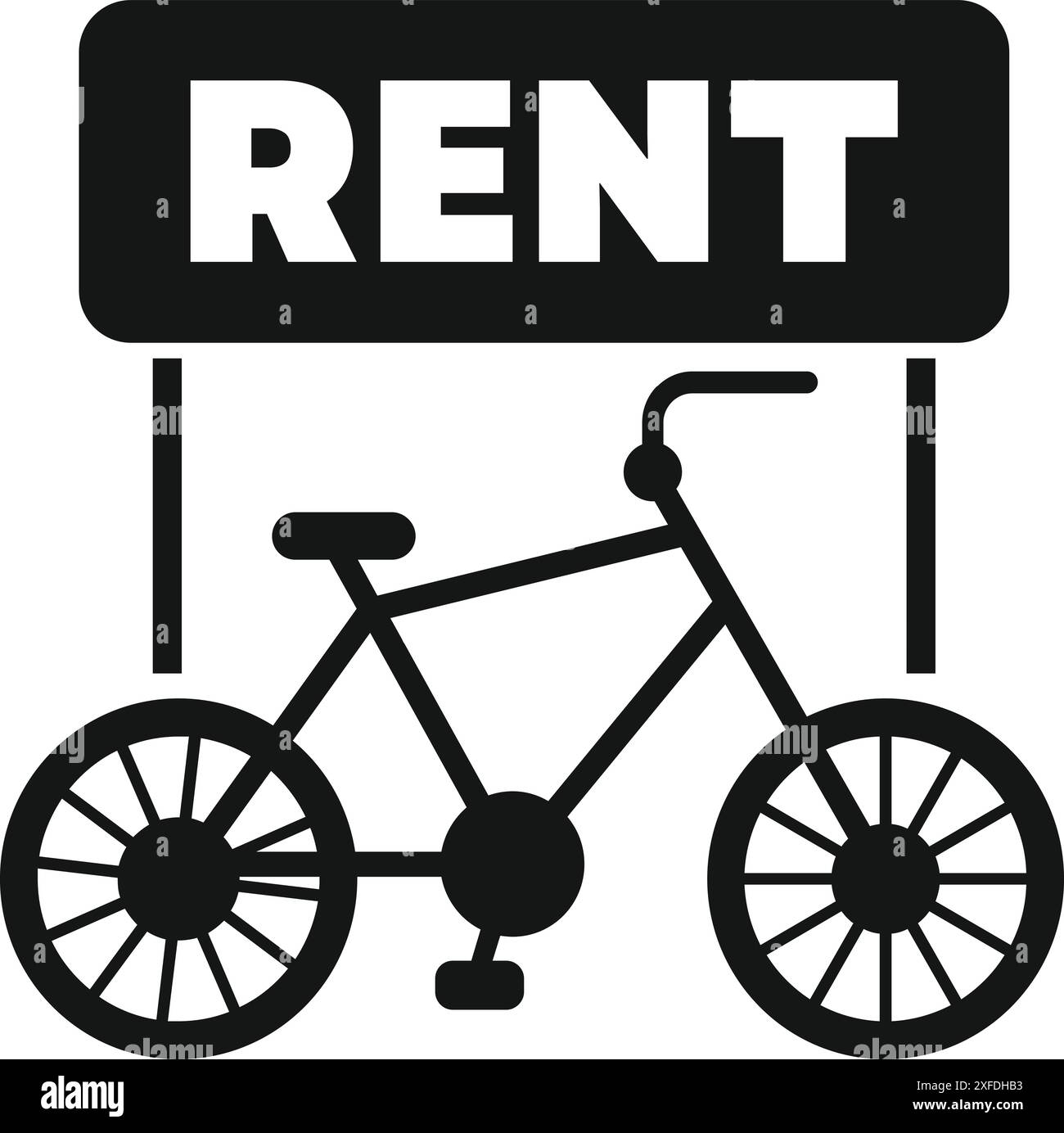 Black and white silhouette of a bicycle rental point with a bicycle ...