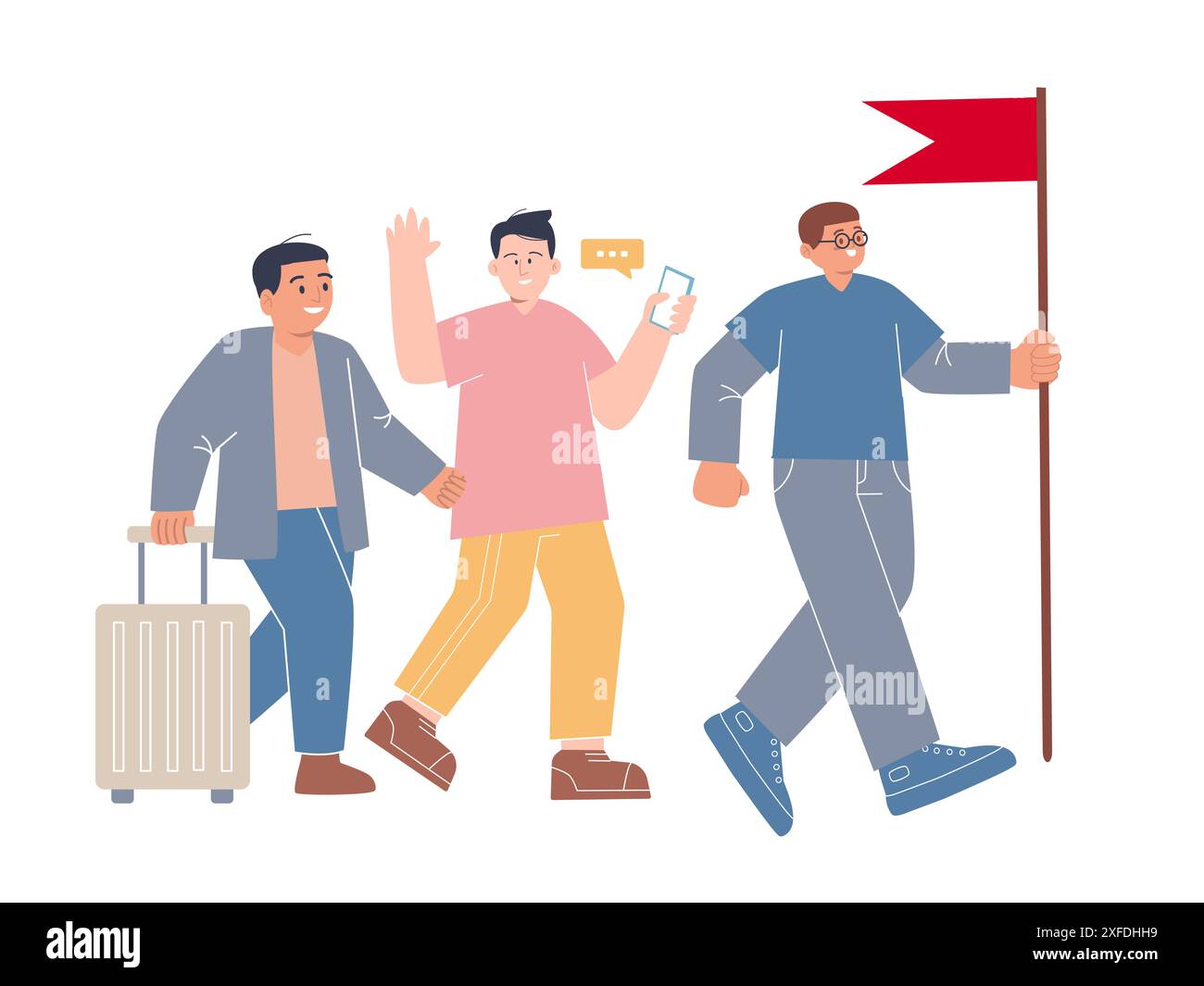 Employee follow leader bring flag concept leadership company vision ...