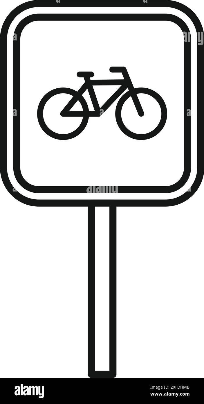 Simple black and white icon of a square bicycle road sign indicating a ...