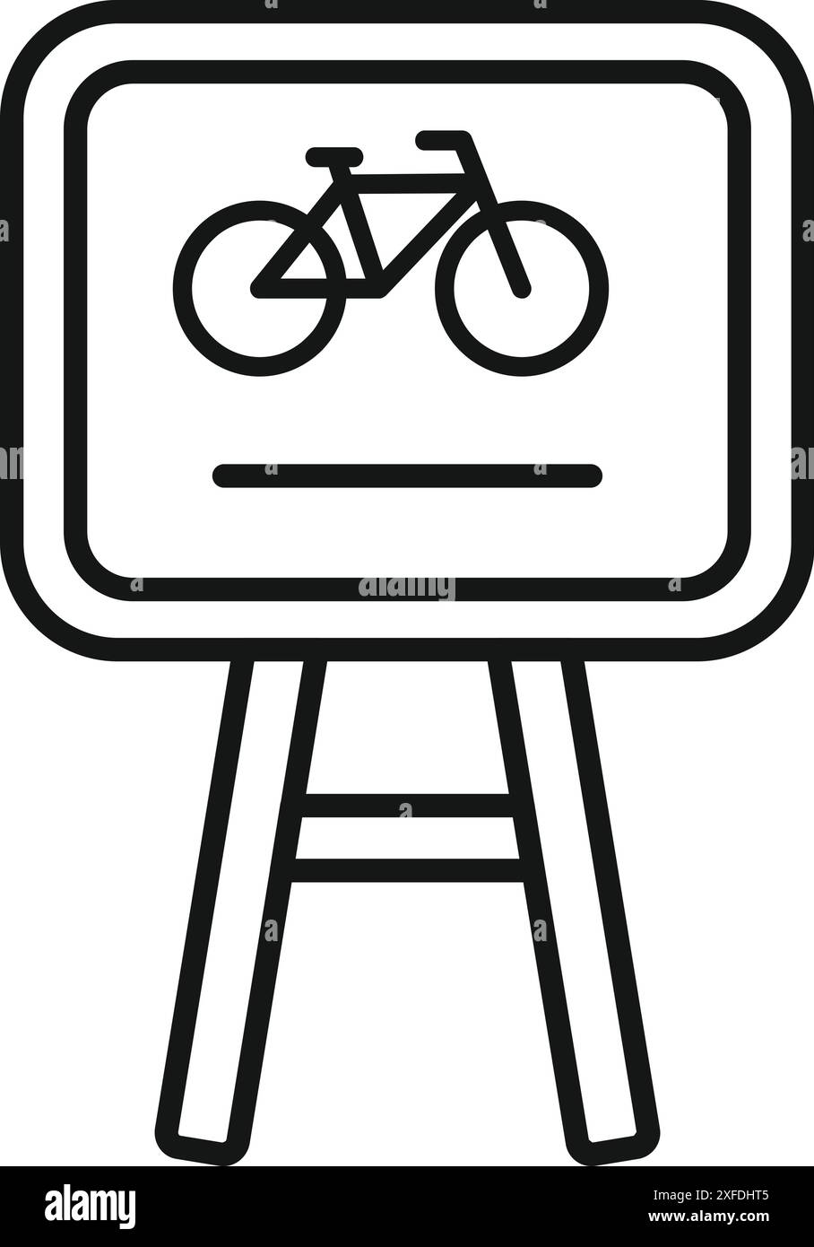 Simple black and white line drawing of a sign indicating bicycle ...