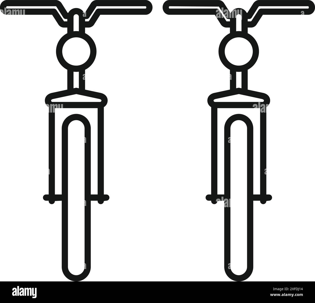 Minimalist icon depicting two bicycles standing in a front view ...