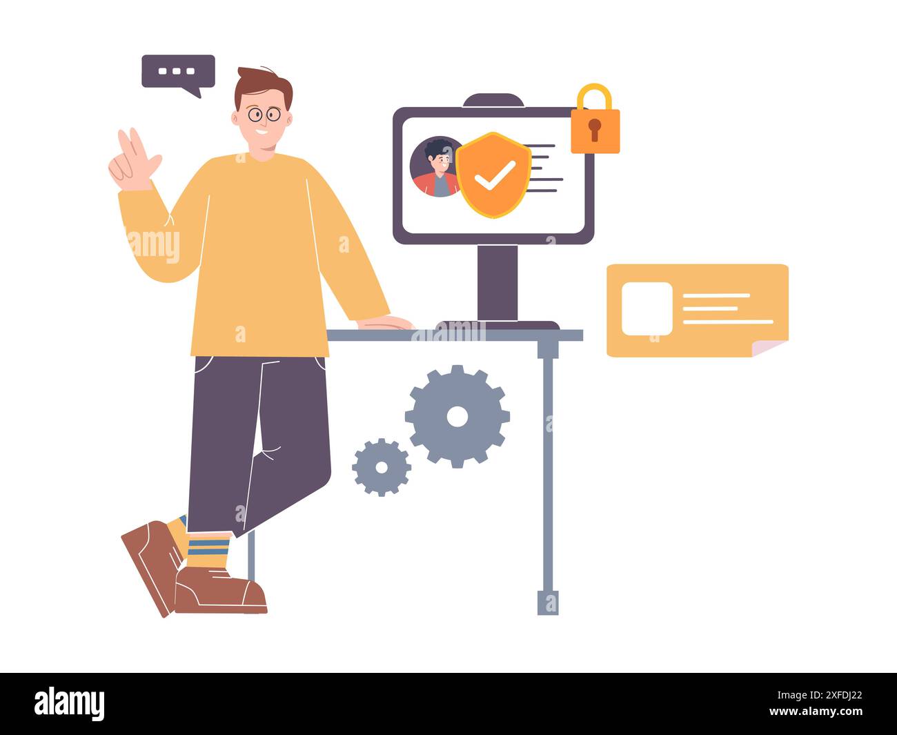 Hacker in front laptop Stock Vector Images - Alamy
