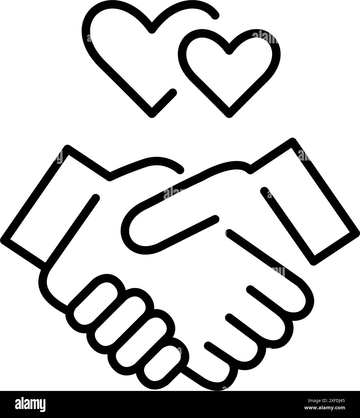 Handshake and hearts. Heartwarming partnership and emotional bonding ...