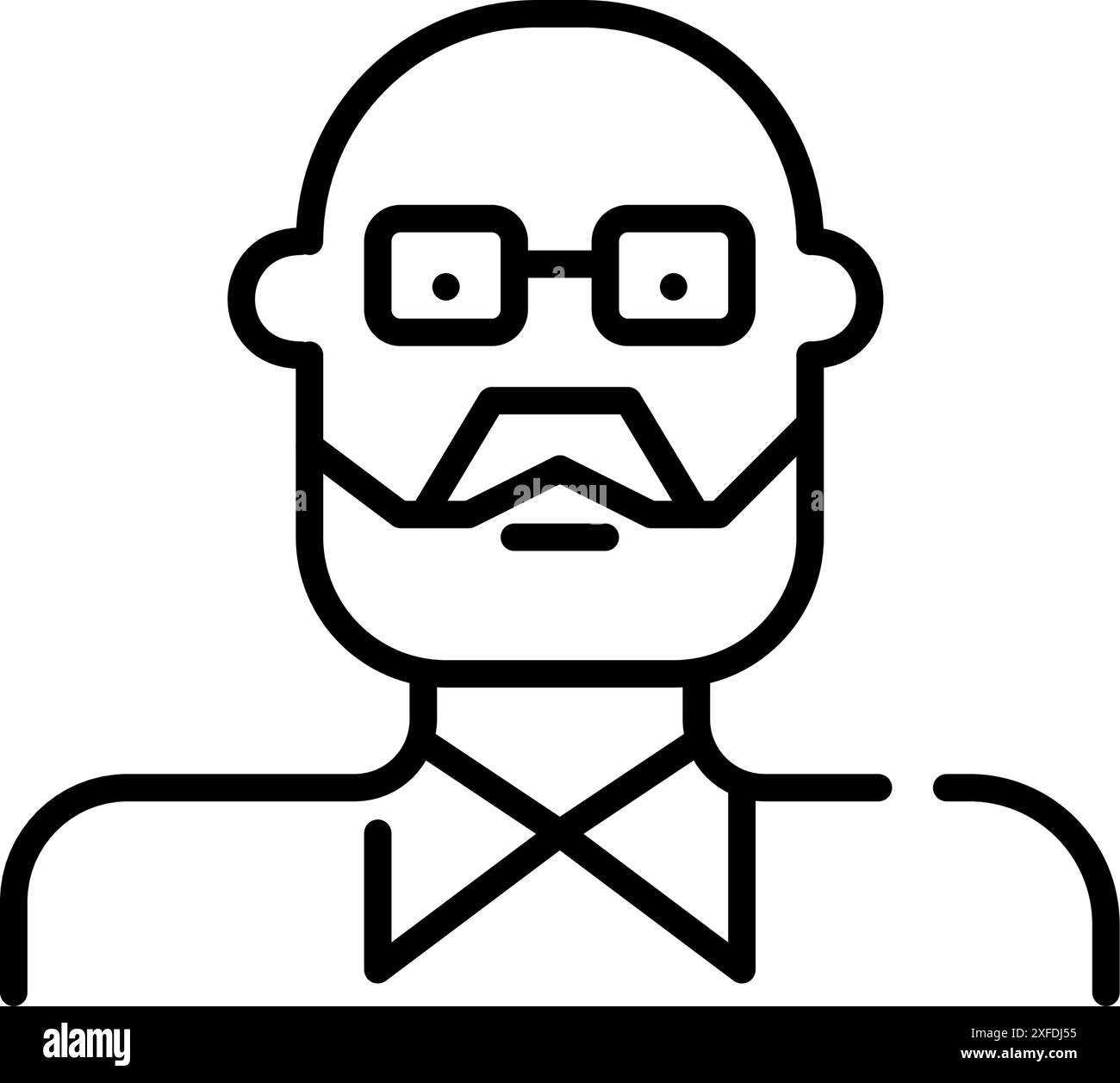 Senior man avatar. Elderly person wearing glasses, beard and moustache ...