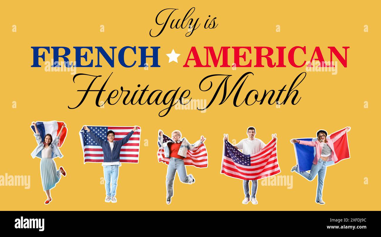 Festive banner for French-American Heritage Month with young people ...
