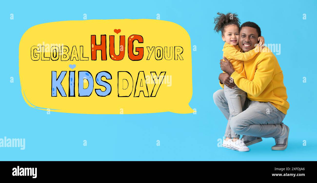 Banner for Global Hug Your Kids Day with African-American father and ...