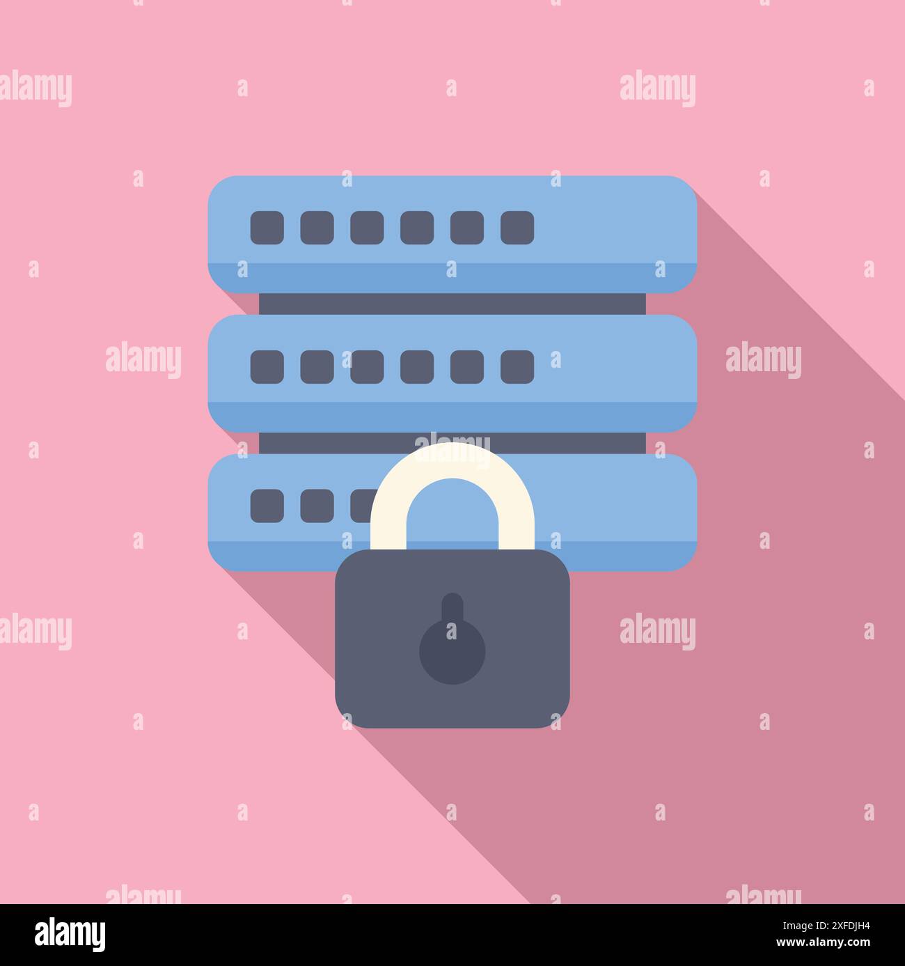 Secure Server Database Protecting Important Information With A Lock Symbol Ensuring Data