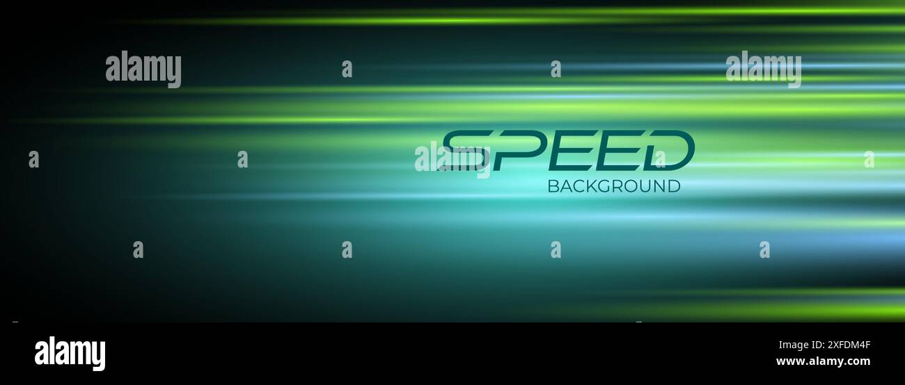 Speed background with green and blue motion lines effect. Black modern ...